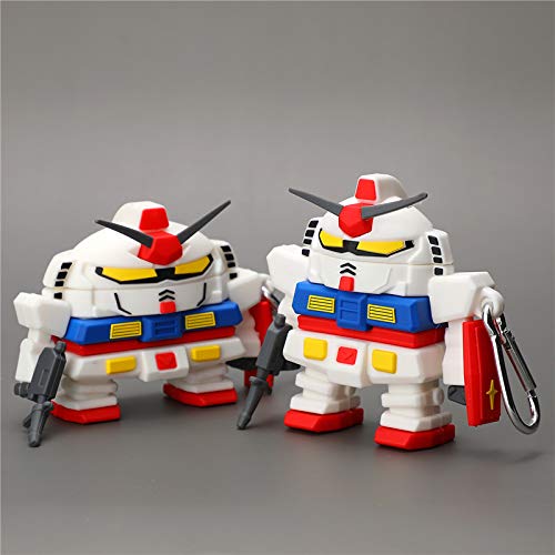 LUCKESSA Creative Cool Hero White Robot Soldier Character Earphone Case for AirPods Pro, Transformer Robot Soft Silicone Strong Protection Wireless Charging Earbud Cover Protective Skin