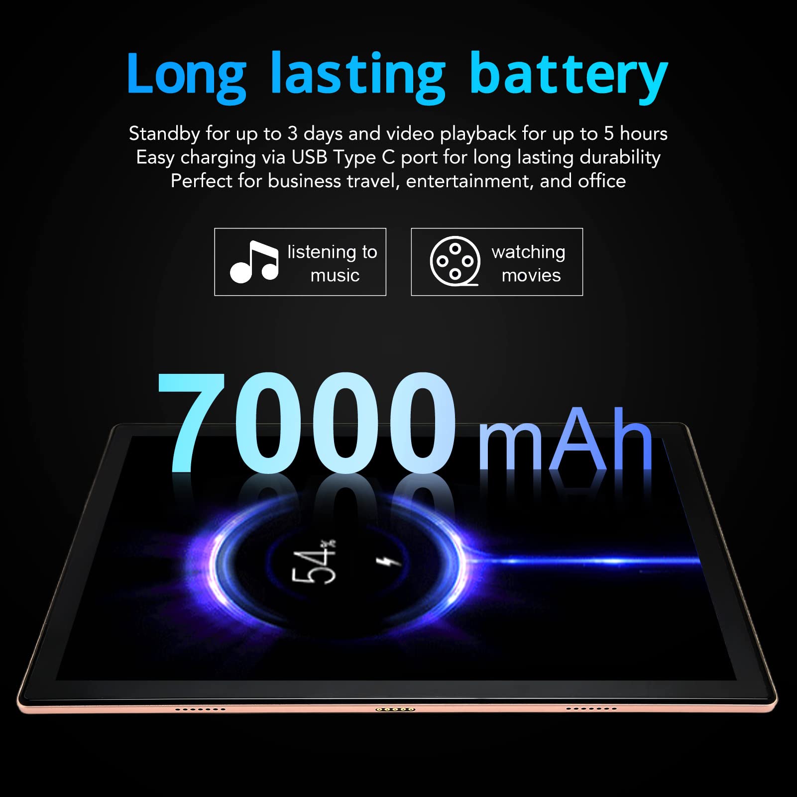 10.1 Inch Tablet,12GB RAM 256GB ROM, 512GB Expand, Octa Core CPU, HD Touch Screen, 5G WiFi Tablet for Android, Gaming Tablet PC with Dual 8+16MP Camera (Gold)