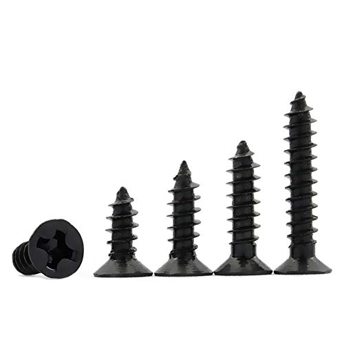 LUANAYUN-PHONE CASE Durable Flexible 100pcs Self Tapping Screws M1.7 M2 M2.3 M2.6 M3 Laptop Screws Computer Screws Small Pan Head Black Carbon Steel (Color : 4mm, Size : M1.7)