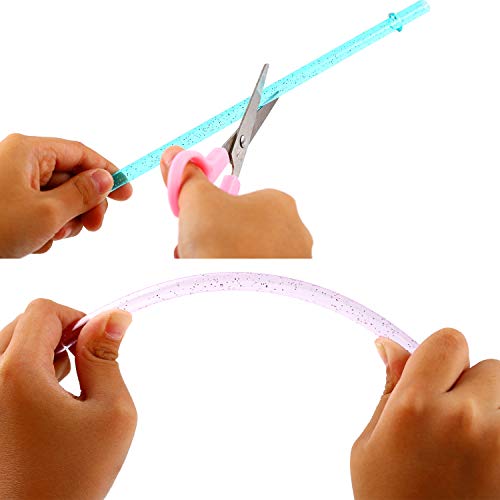 12 Pieces Reusable Plastic Straws Fit for Mason Jars, Tumblers, 9 Inches Glitter Sparkle Unbreakable Drinking Straw with 1 Cleaning Brush, BPA Free and Eco-friendly