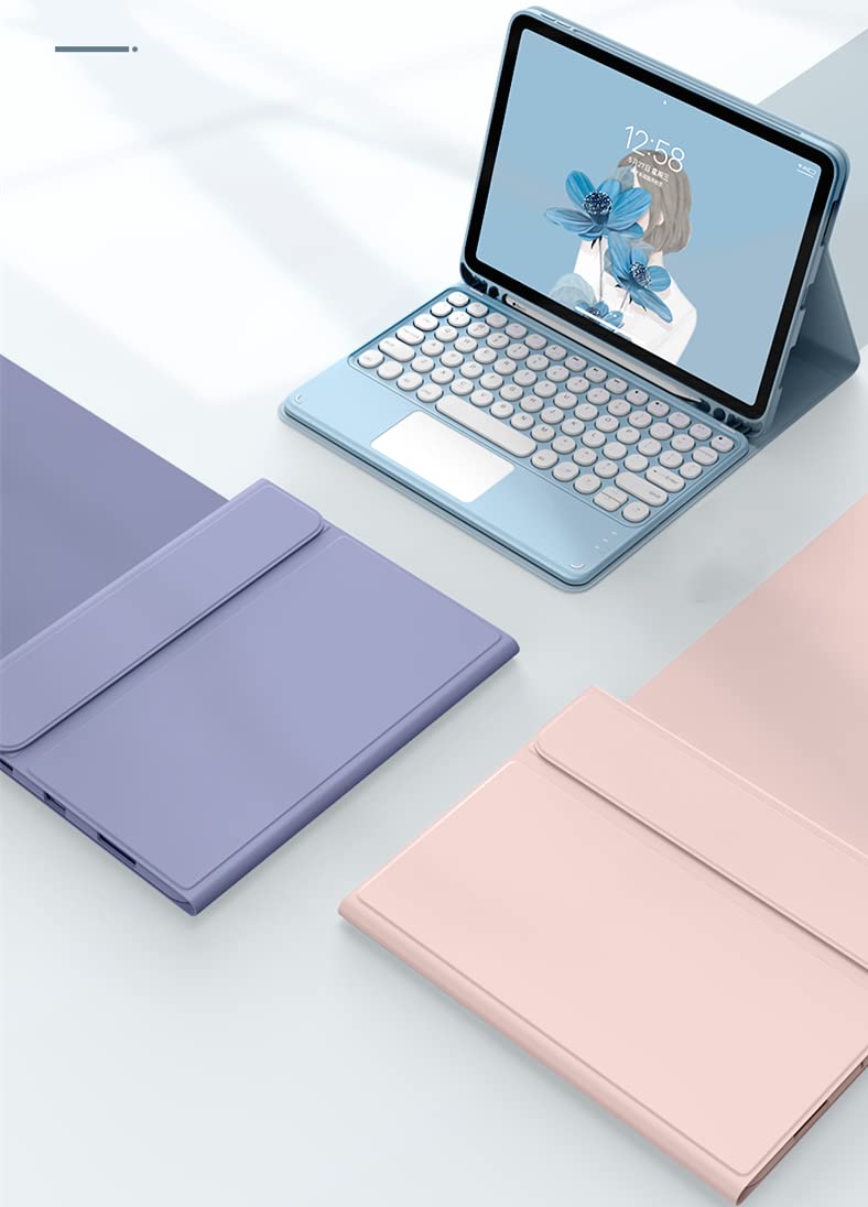 AnMengXinLing Galaxy Tab S8+/S8 Plus/S7 FE / S7 Plus Keyboard Case-Touchpad Detachable Keyboard with S Pen Holder Cover for 12.4 inch Galaxy Tab S8 Plus 2022/ S7 FE 2021/ S7+ 2020 Tablet, Blue