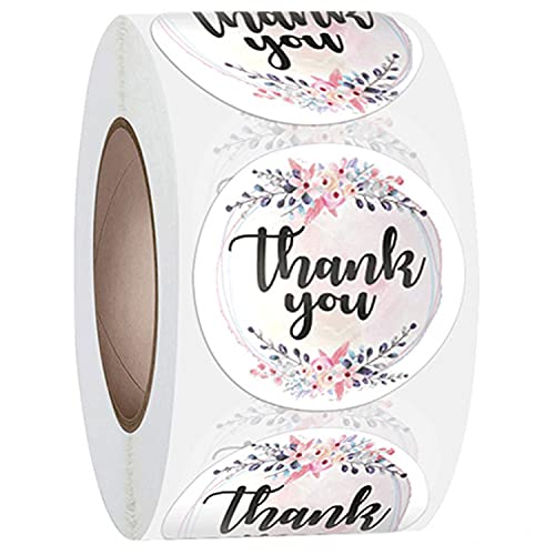Sticker roll, Business Sticker, Bubble Envelope and Gift Bag Packaging Label, 3 Different Flower Patterns. 500 Sheets per roll, 1.5 inches in diamete。 (Black)