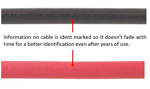 #1 Gauge AWG - Flex-A-Prene® - Welding/Battery Cable - Black & Red - 600 V - Made in USA (5 FEET OF EACH COLOR)