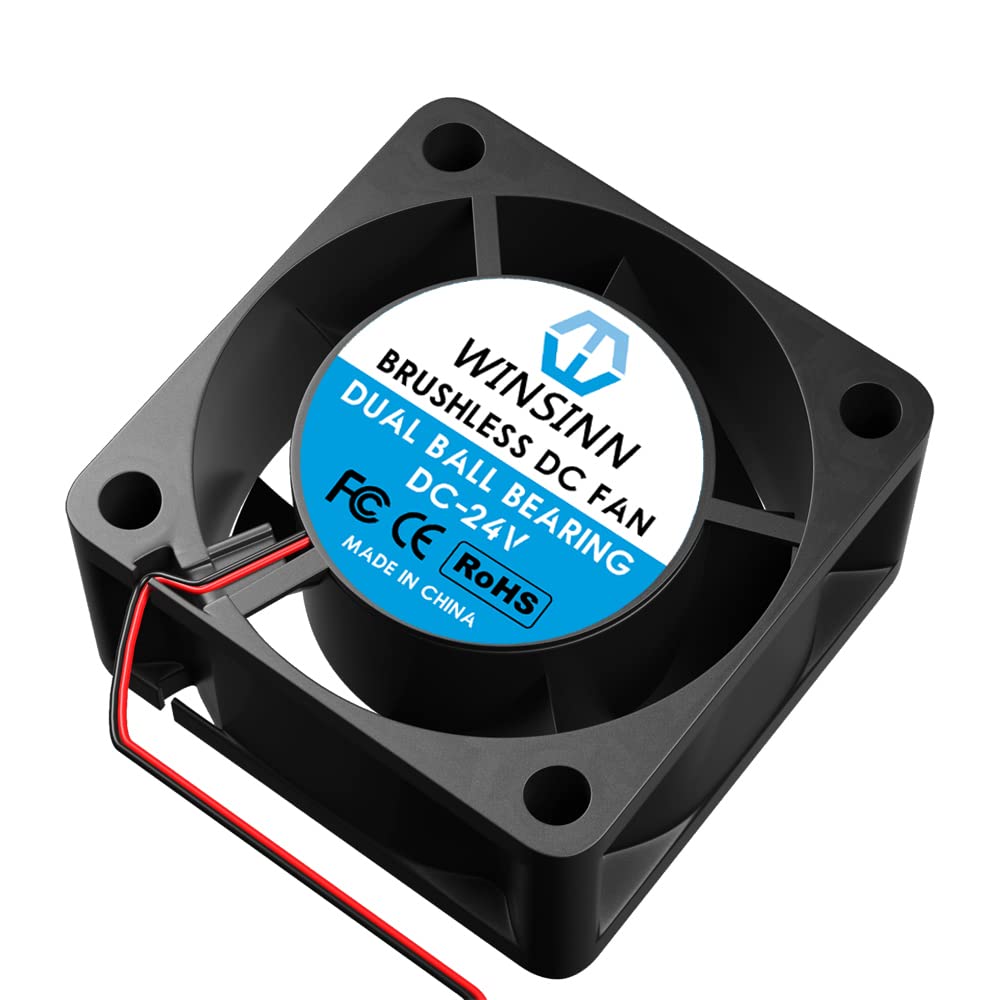 WINSINN 40mm Fan 24V, 3D Printer Micro 24 Volt Fans 4020 Dual Ball Bearing, Brushless Cooling 40mmx20mm 2PIN (Pack of 2Pcs)