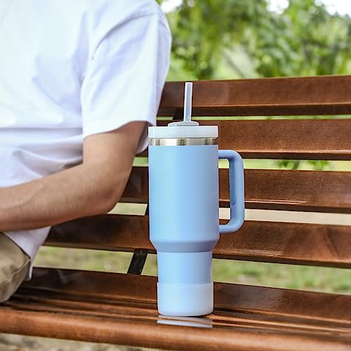 2 PACK Silicone Boot and 2 PACK Silicone Straws for Stanley Quencher H2.0 40 oz Tumbler with Handle & IceFlow 20oz 30oz, Clear Reusable Straw & Bottom Sleeve Cover Set, Cup Accessories for Stanley