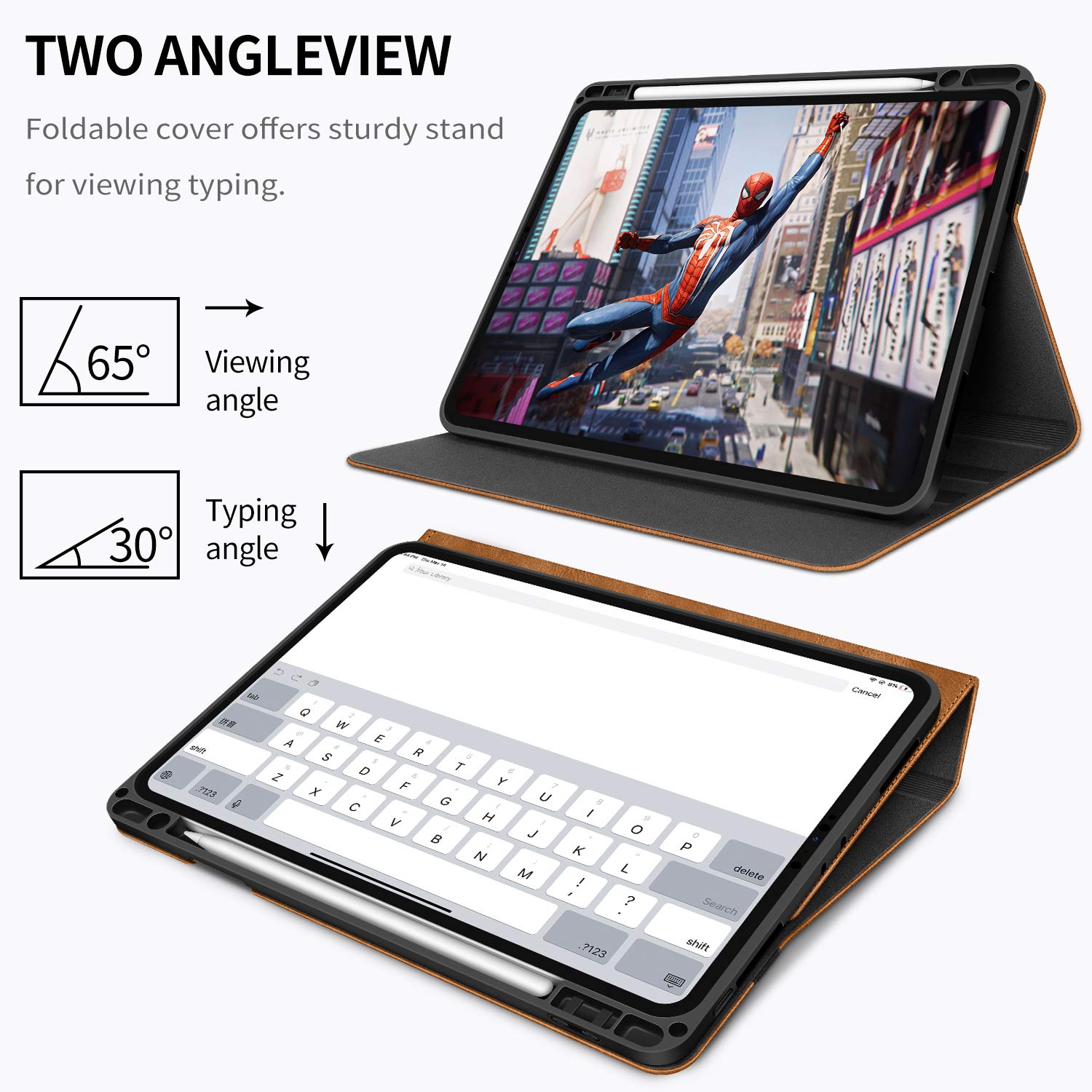 H HOLIMET Case for iPad Pro 11 inch 2022 4th/3rd/2nd/1st Generation 2021/2020/2018 with Pencil Holder PU Leather Protective with Pocket Soft TPU Back Shockproof