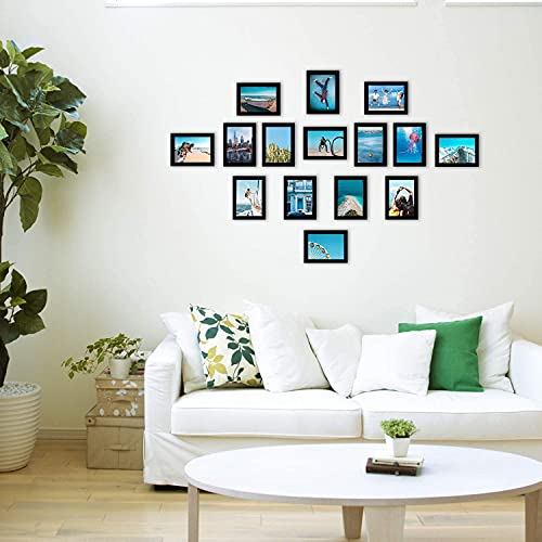 ZYUE 6x8 inch Picture Frame Made of Wood and High Definition Plexi Glass for Wall Mounting and Table Top Display Photo Frame Black