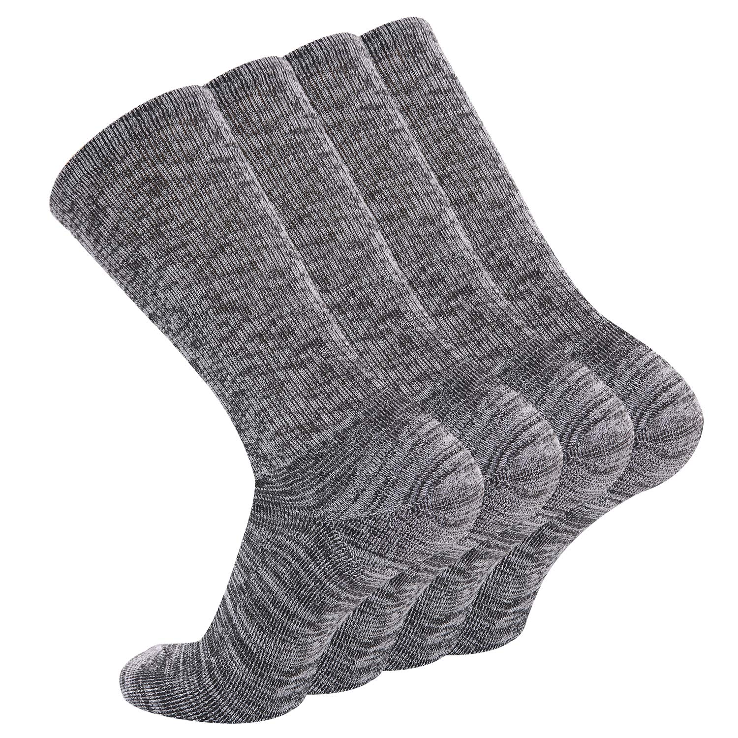 +MD Mens Bamboo Extra Full Cushion Heavy Duty Work Boot Socks Moisture Wicking Running Hiking Athletic Crew Socks 4 Pack 4Black13-15