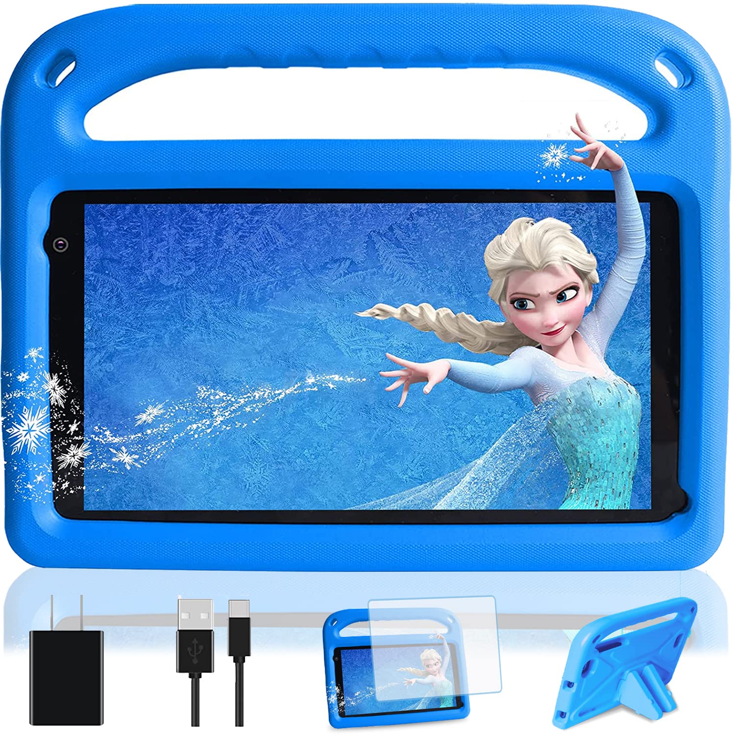 GOODTEL Kids Tablet Android 7 inch for Kids with 128GB Extended Memory, Installed Parental Control Mode Puzzle Game IPS HD Display, Toddler Tablet with Shock-Proof Case, Great Gift - Blue