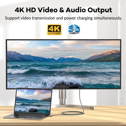 USB C to USB C Cable 100W, 20Gbps 90 Degree Right Angle 4K@60Hz Video Output Cable (USB C 3.1 & 3.2 Compatible) with E-Marker for Thunderbolt 3, Oculus Quest, MacBook, iPad Pro, Pixel, Switch, 3.3FT
