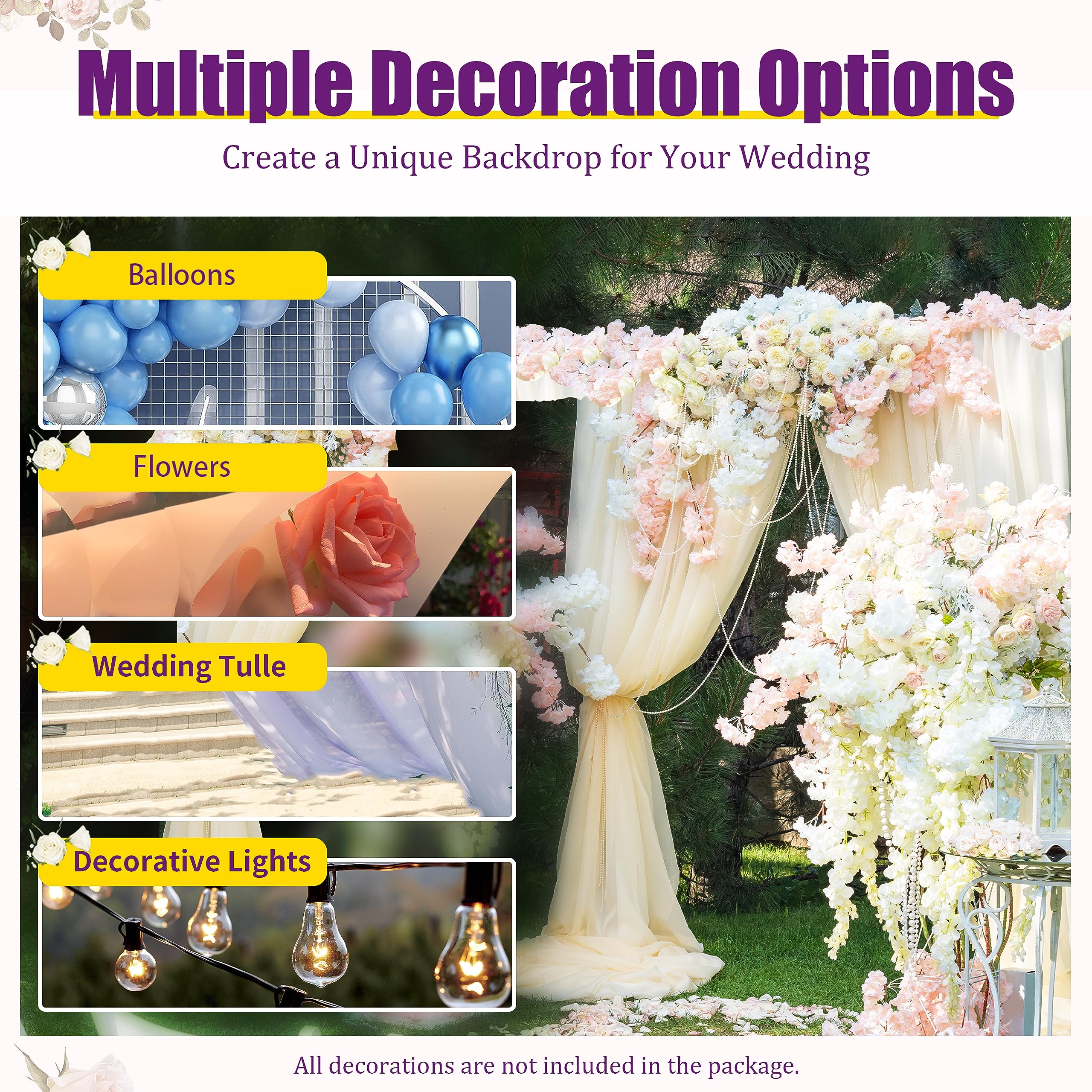 10 X 20 FT Heavy Duty Backdrop Stand Pipe Kit with Base, Rectangular Adjustable Backdrop Stand for Wedding Birthday Party Photo Booth Background Photography Exhibition Decoration