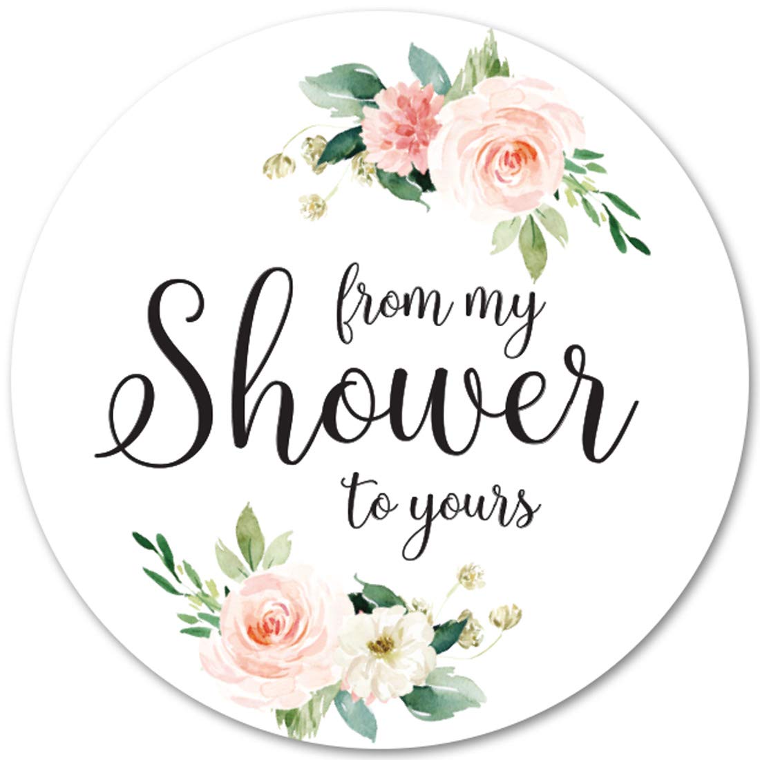 40 cnt Floral from My Shower to Yours Thank You Stickers - Favor Stickers - Thank You Labels
