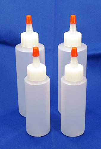 4 Pack Combo (2 Each: 4 Oz, 2 Oz) Mini Squeeze Bottles - Food Grade Translucent BPA-Free LDPE w Yorker Cap for Arts, Crafts, Glue, Icing, Sauce, Condiments, Cake Decorating 60mL 120mL