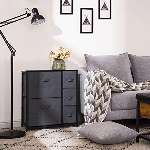 YOUDENOVA Fabric Dresser for Bedroom, 5 Drawers Closet Dresser Storage Organizer Tower for Clothes Storage, Closet Organizers and Storage, Grey