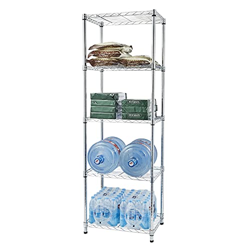 ACLULION 5 Wire Shelving Steel Storage Rack Adjustable Unit Shelves for Laundry Bathroom Kitchen Pantry Closet, Black, 22L x 18W x 71H