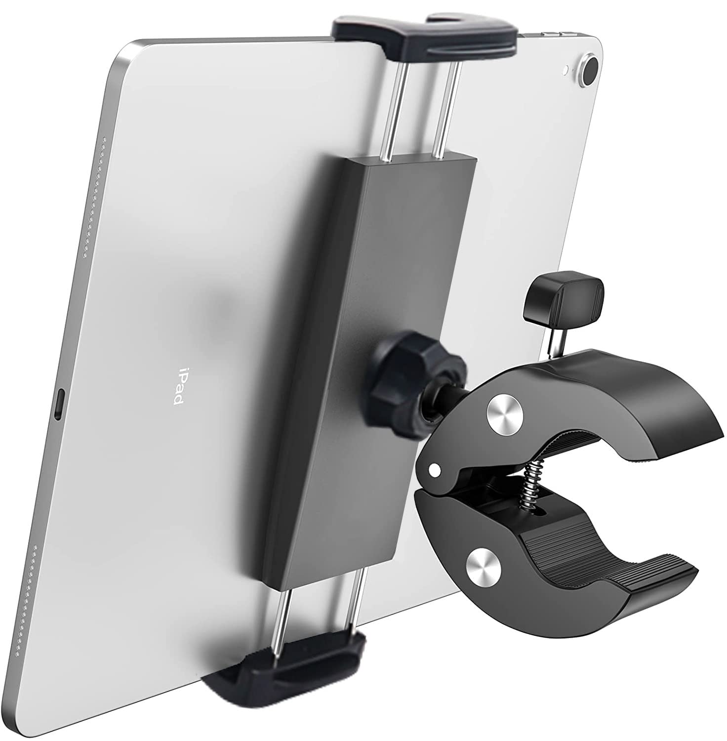 Cuxwill Spin Bike Tablet Mount for 4-13" Tablet & Smartphone, Portable Bicycle Holder Clamp for Indoor Gym Treadmill, Spinning, Elliptical, Stationary Bike, Golf Cart, for iPad Pro Mini Air, iPhone