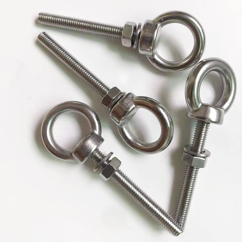 AIVOOF Stainless Steel Eye Bolts, M6 Shoulder Eye Bolt 2" Heavy Duty EyeBolts Screws in Eye Hooks with Washer and Nuts for Lifting Ring Eyebolt Thread Length 50mm