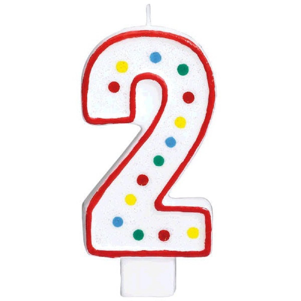 #2 Polka Dots Birthday Candle | Multicolor | Party Supply