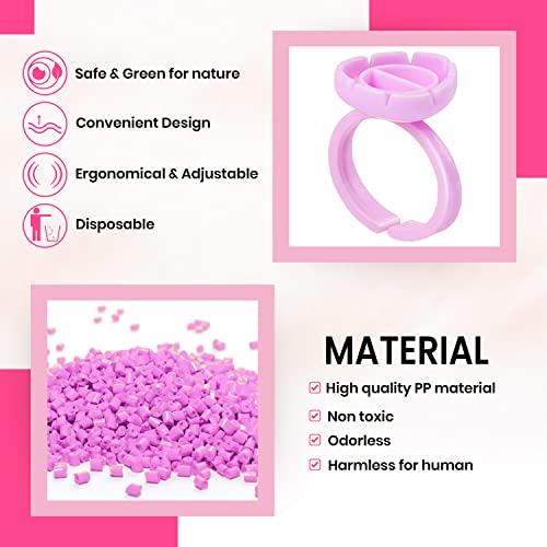 KB Essentials 100pcs Glue Rings for Eyelashes Extension - Lash Extensions Supplies Glue Holder for Lashes Fan β Adjustable, Disposable & Blossom Ring Fanning Cups for Nail Art, Tattoo & Makeup