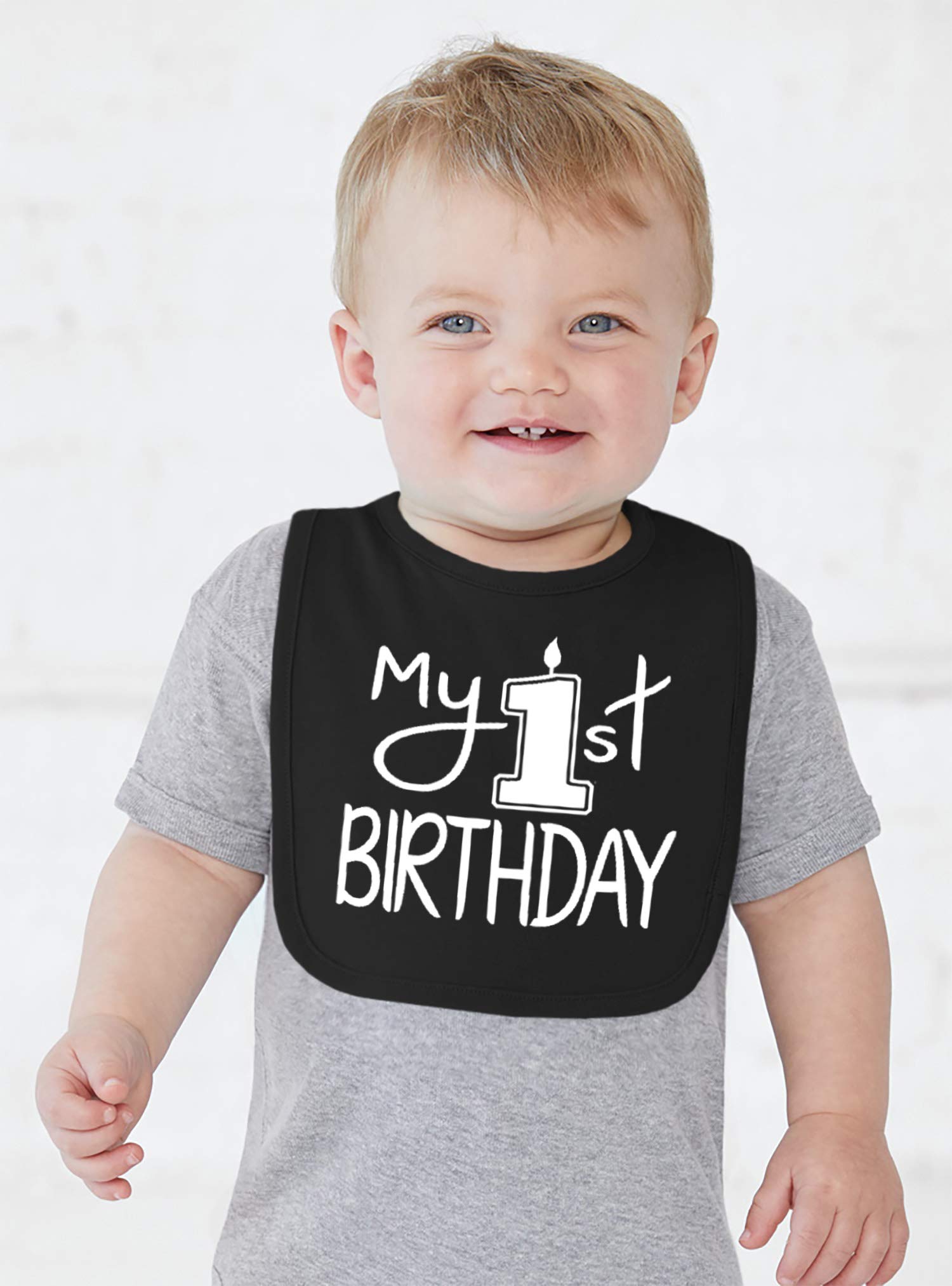 Aiden's Corner Handmade Cute Baby Boy Girl First Birthday Smash Cake Bibs - My 1st Birthday Bib (White Black)