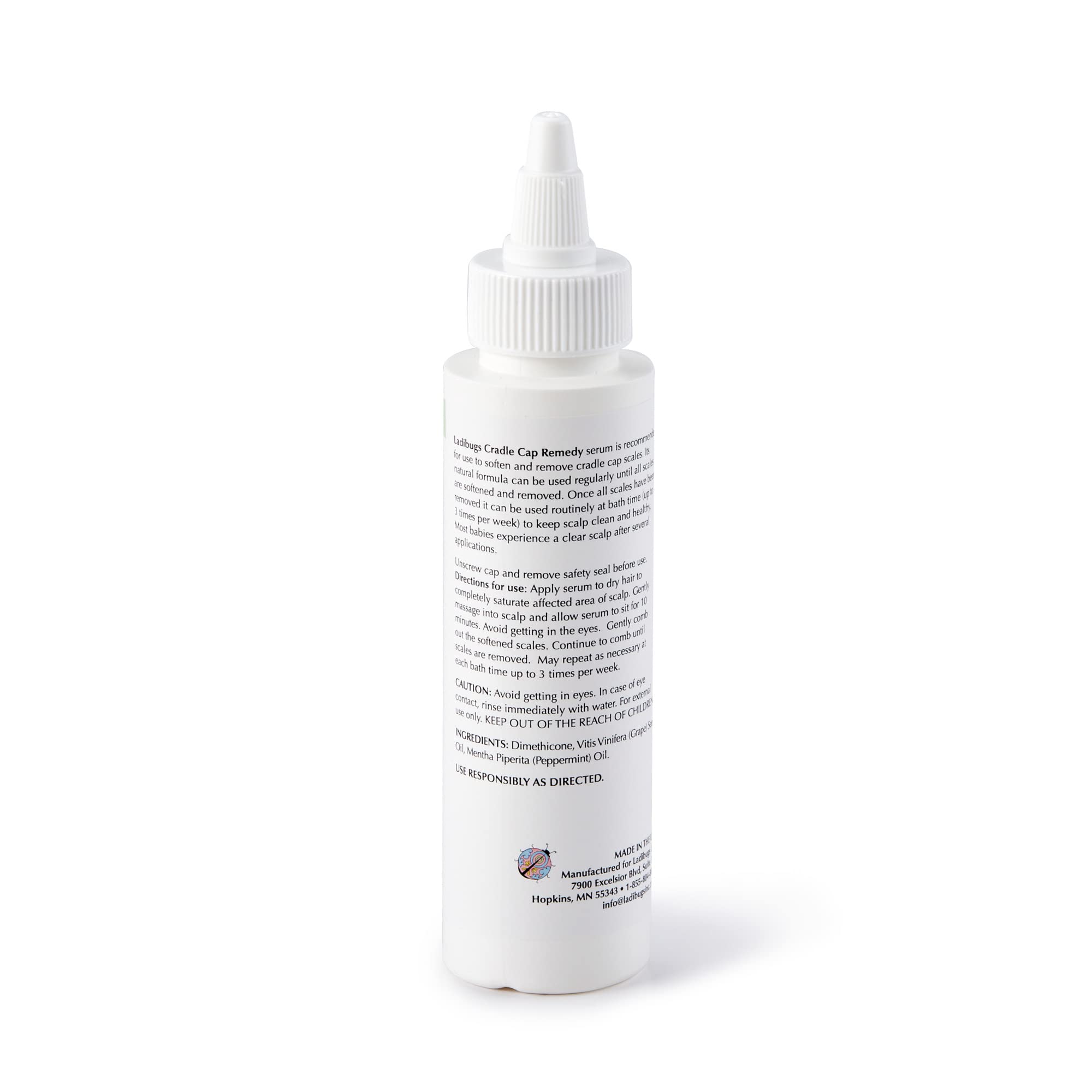 Ladibugs Cradle Cap Remedy Kit, 3oz | Includes Cradle Cap Serum & Fine-Toothed Comb | Effectively Removes Scales & Flakes | Soothes & Softens Scalp