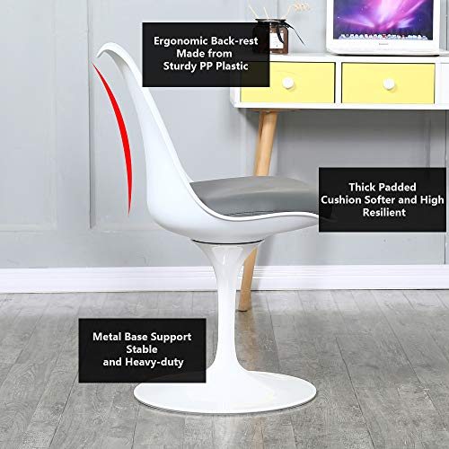 Bacyion Swivel Dining Chair Set for 2 - Mid-Century Modern Dining Room Chairs Pedestal Leisure Chairs, White Kitchen Chairs Set of 2 Pieces (Highclass Grey)