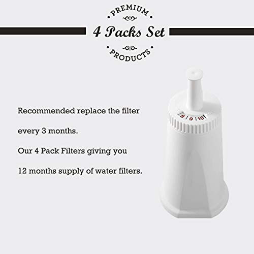 4 Pack Replacement Water Filter Compatible with Breville Sage Claro Swiss For Oracle Barista Bambino Espresso Coffee Machine Part #BES008WHT0NUC1