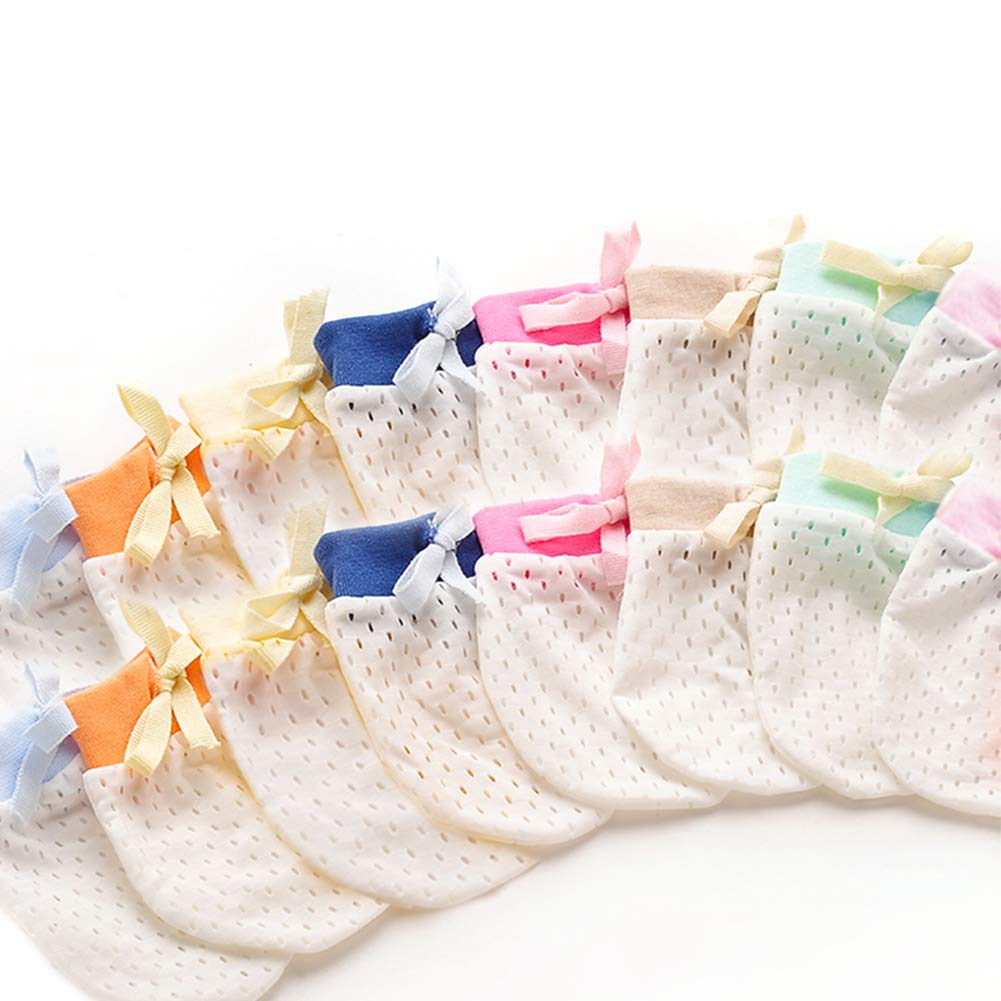 Aijian Pack of 16 Baby Mesh Gloves Cotton No Scratch Mittens for Unisex (8Colors/0-12Months)