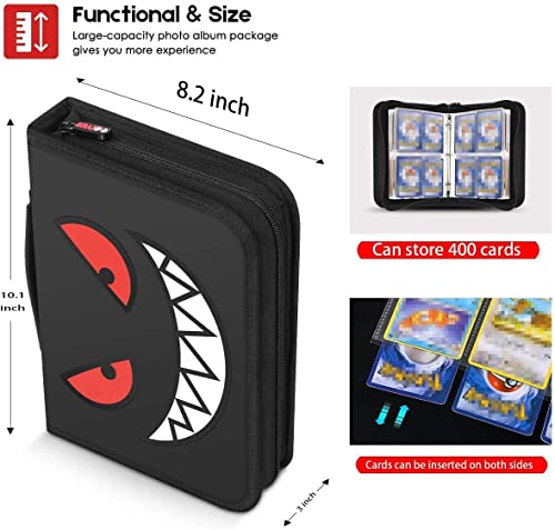 Brappo 4-Pocket Zippered Binder Compatible with Cards, Fits 400 Cards with 50 Removable Sheets, Portable Cards Collector Album for Trading Card Games