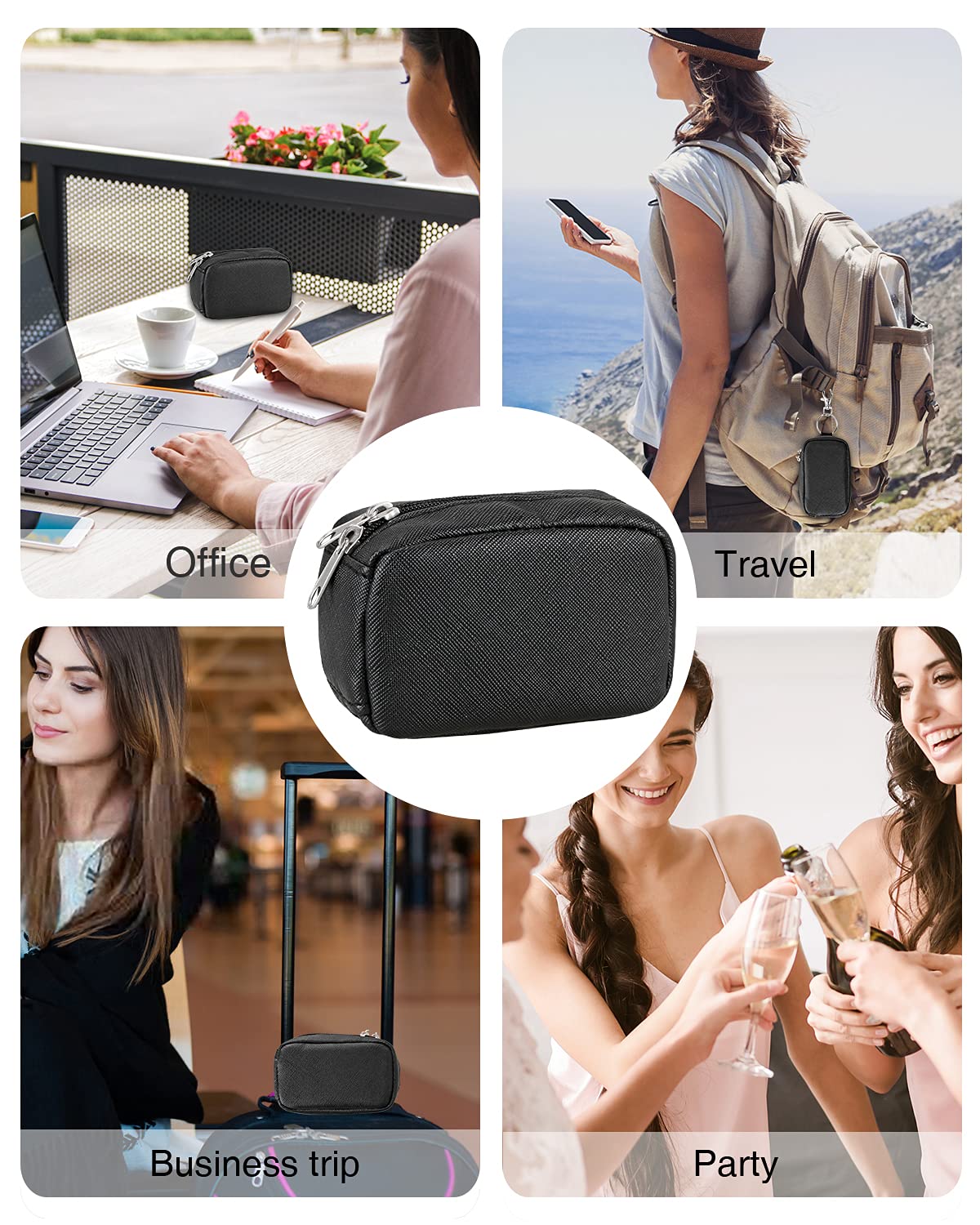 Meiiy Chapstick Holder Bag Small Lip Balm Sleeve Pouch Lipstick Portable Storage Bag Lip Gloss Case With Hook Accessories Gift for Women (balck)