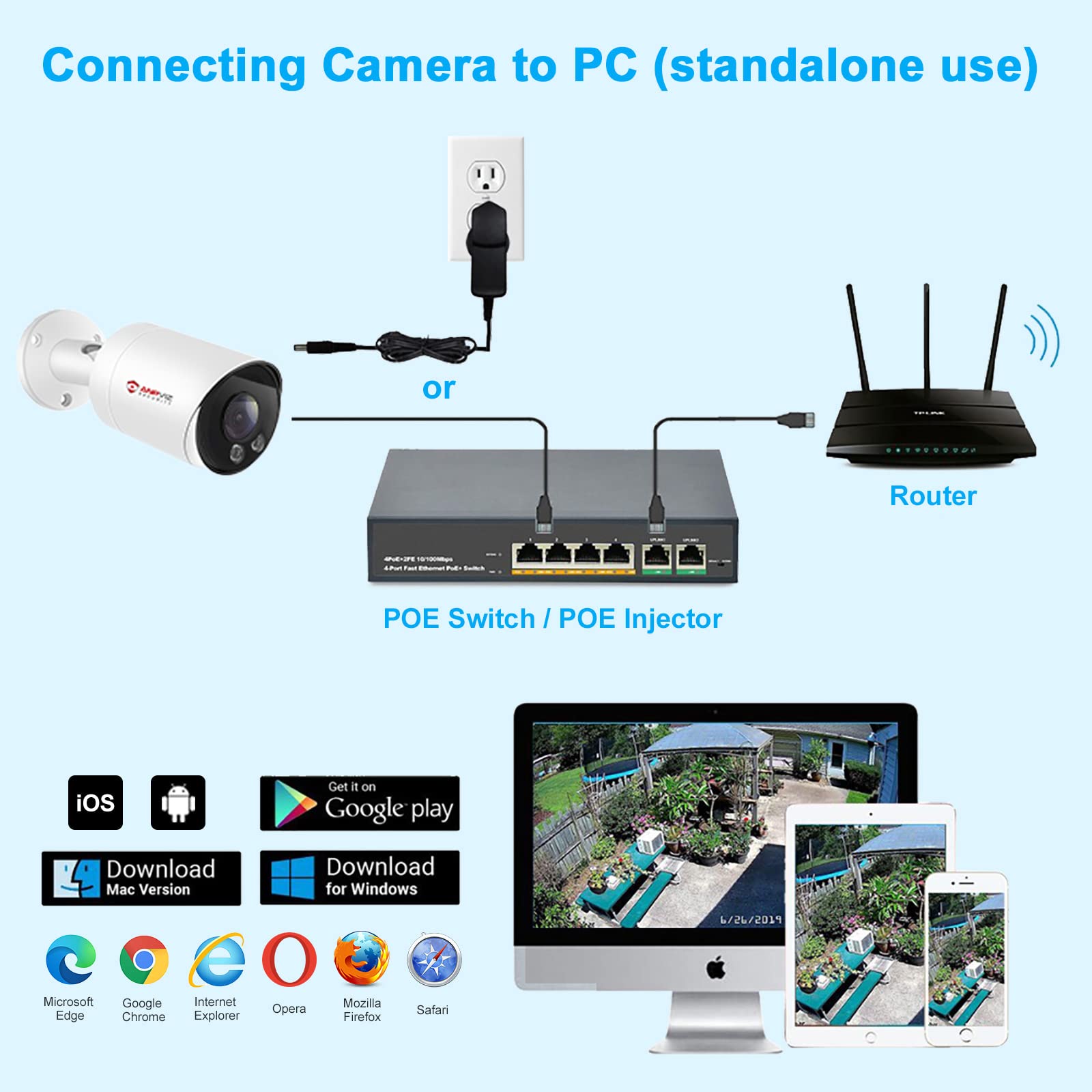 Anpviz 5MP Bullet POE IP Camera with Mic/Audio, 2.8mm Lens Security Camera for Outdoor Indoor, Human & Motion Detection, 98ft IR Night Vision, Up to 256GB MicroSD for 24/7 Recording (U Series)