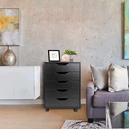 ZENY 5 Drawers Office Storage Cabinet with Casters Under Desk Cabinet Storage Desk Drawers, Home Furniture Drawer Cabinet Organizer Side Table