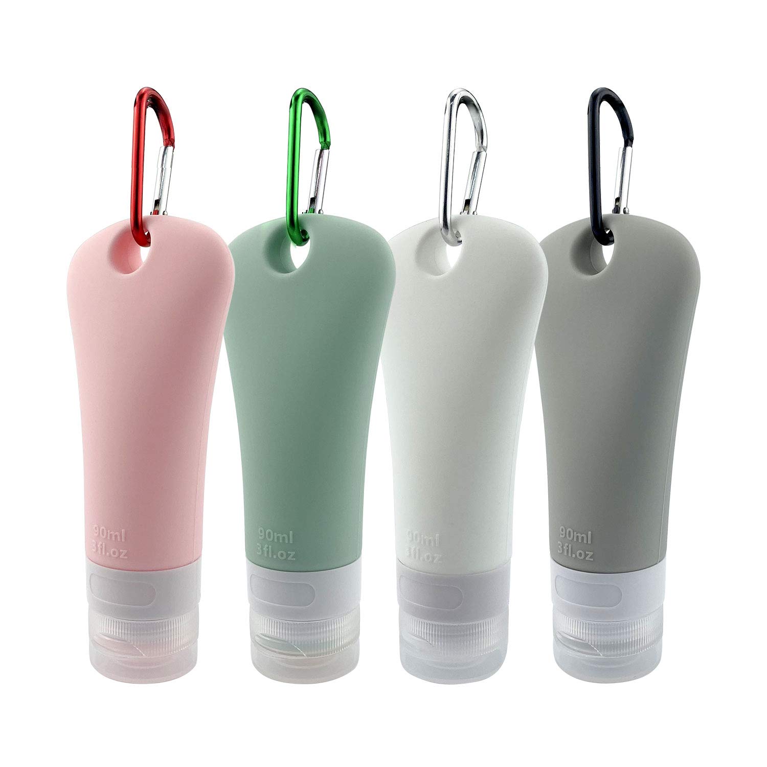 aoyeious Silicone Travel Bottles Set, Leak Proof Squeezable Portable Tubes Travel Size Toiletries Containers, Travel Tube Sets Cosmetic Toiletry Containers for Shampoo Lotion Soap- 4 Pack (3 fl. oz)