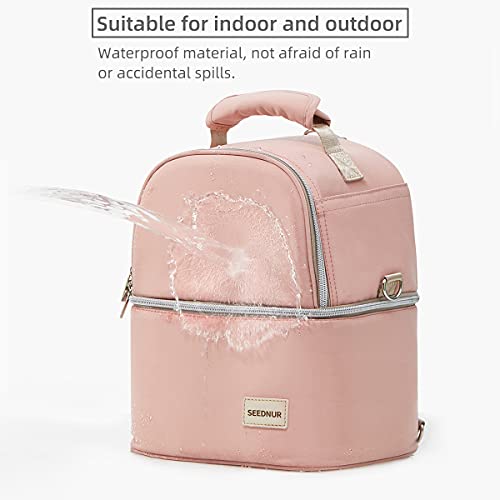 SEEDNUR Breastmilk Cooler Bag With Ice Pack Insulated Bottle Bag Diaper Bag Tote Breast Pump Bag Backpack Portable Thermal Insulated Lunch Box for Women Men Large Capacity Handbag（Klein Blue）