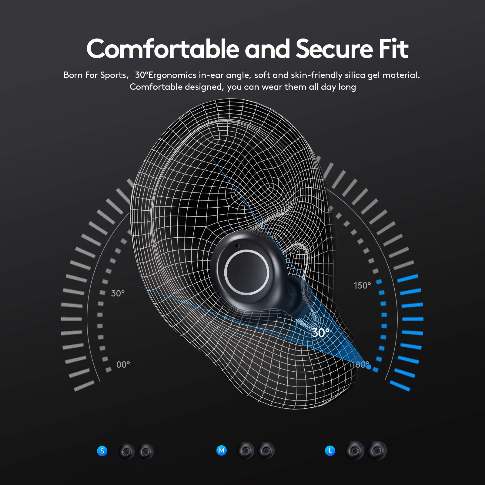 Xmythorig True Wireless Earbuds Bluetooth Headphones, IPX6 Waterproof Touch Control Earphone, CVC8.0 Noise Reduction for Clear Call, HiFi Stereo Deep Bass Audio in-Ear Headset w/Mic for Sports