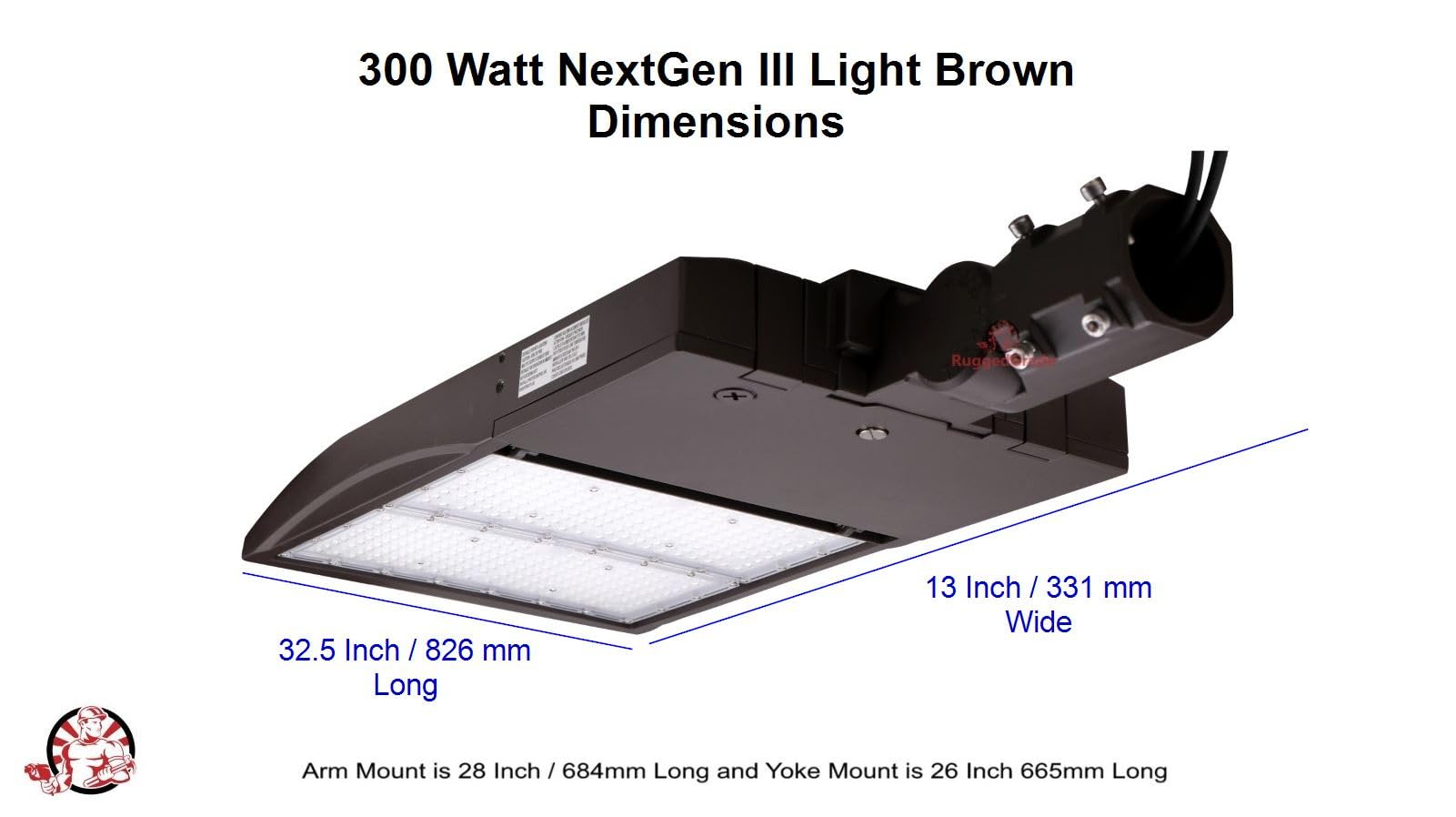 42,000 Lumen - 300 watt NextGen III LED Shoebox Lights - Dimmable - NO Photocell - Bronze - Slip FIT Mount - 10KV Surge