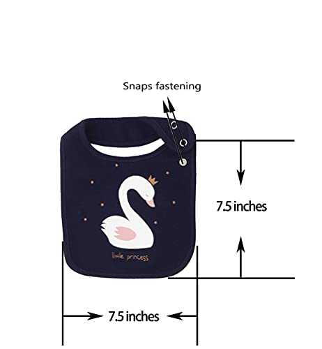 Maiwa 6 Pack Waterproof Cotton Baby Bibs for Girls for Drooling Eating Teething with Snaps
