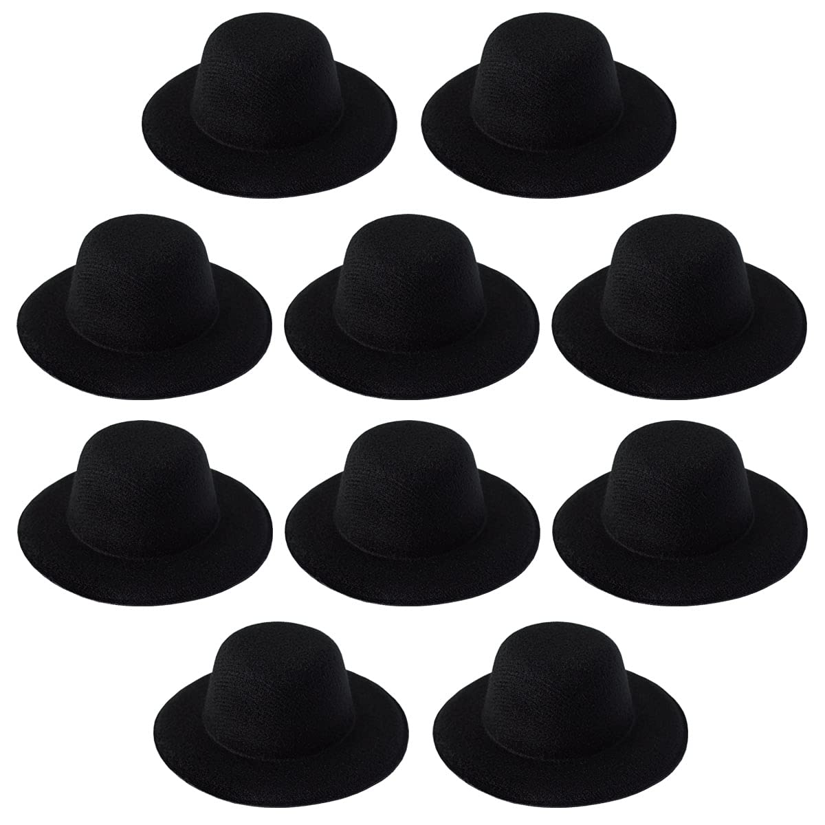 10 pcs Black Mini Formal Hats Miniature Hats for DIY Crafts Hair Accessories Decorate(3.9"/10cm)