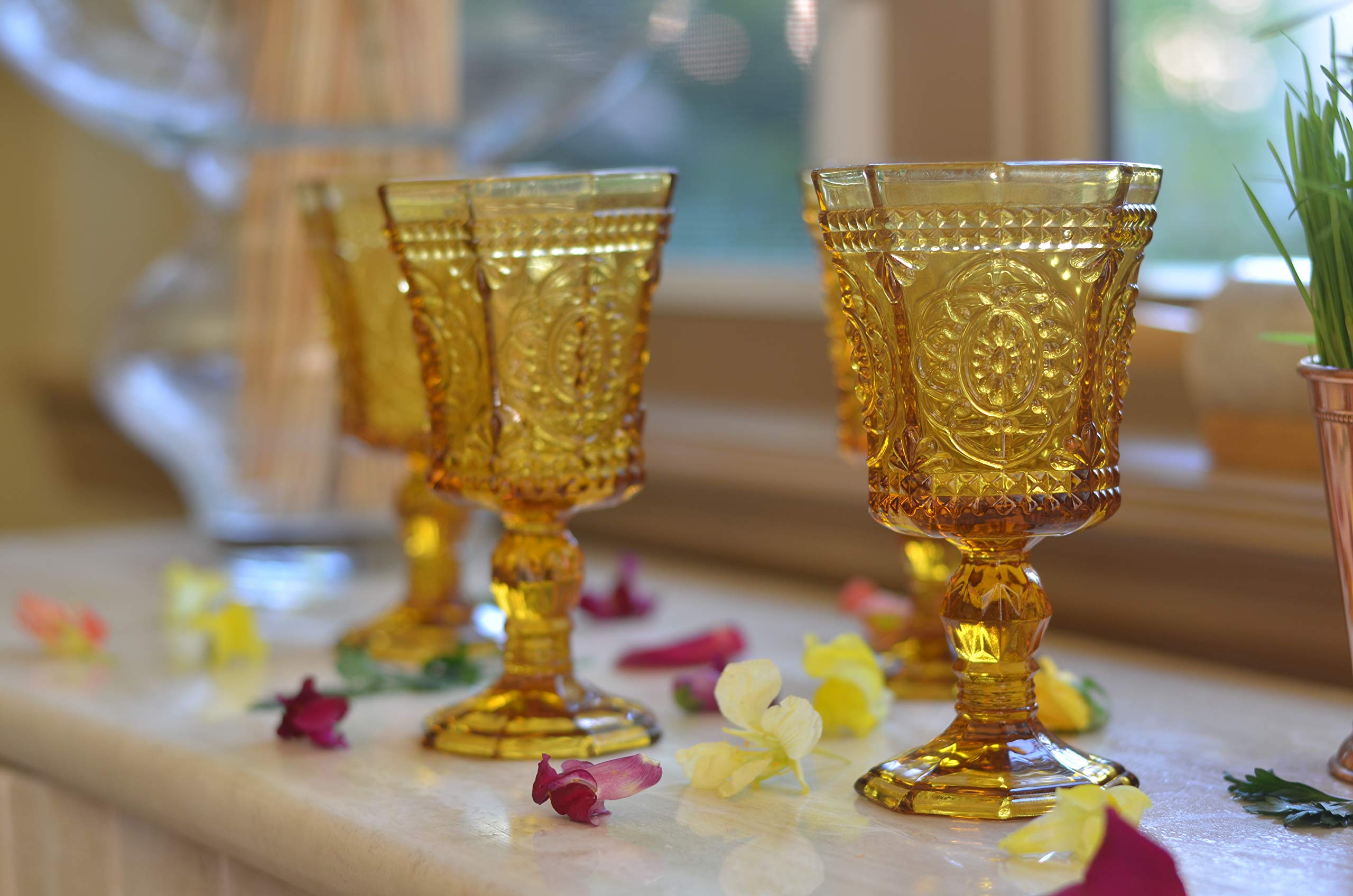 10 Strawberry Street Vatican 8 Oz Red Wine Glass, Set of 6, Amber Glass