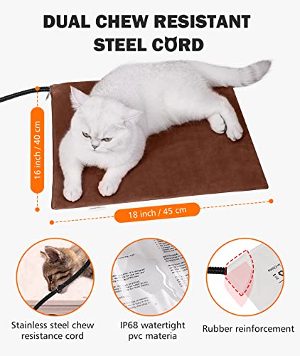 BurgeonNest Pet Heating Pad for Dogs Cats with Timer, 28" x 16" / 18" x 16" Upgraded Electric Heated Dog Cat Pad Temperature Adjustable Pet Bed Warmer Blanket Mat Auto Power-Off