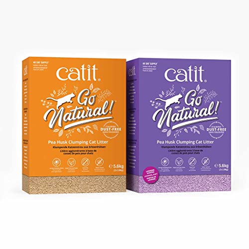 Catit Go Natural Pea Husk Clumping Cat Litter 14.8 lb, Lavender
