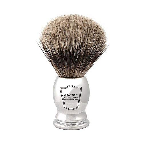 Parker 82R Shave Set, Includes Parker Pure Badger Shave Brush, Chrome Shave Stand, 82R Heavyweight Double Edge Butterfly Safety Razor and 5 Parker Premium Platinum Razor Blades