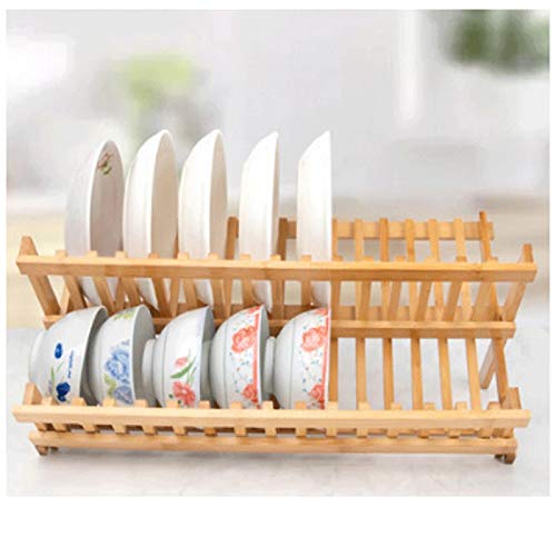 ZSQAI Kitchen Rack, Bamboo Rack, Vegetable Rack, Foldable Vegetable Drainage Rack, Kitchen Wooden Shelf