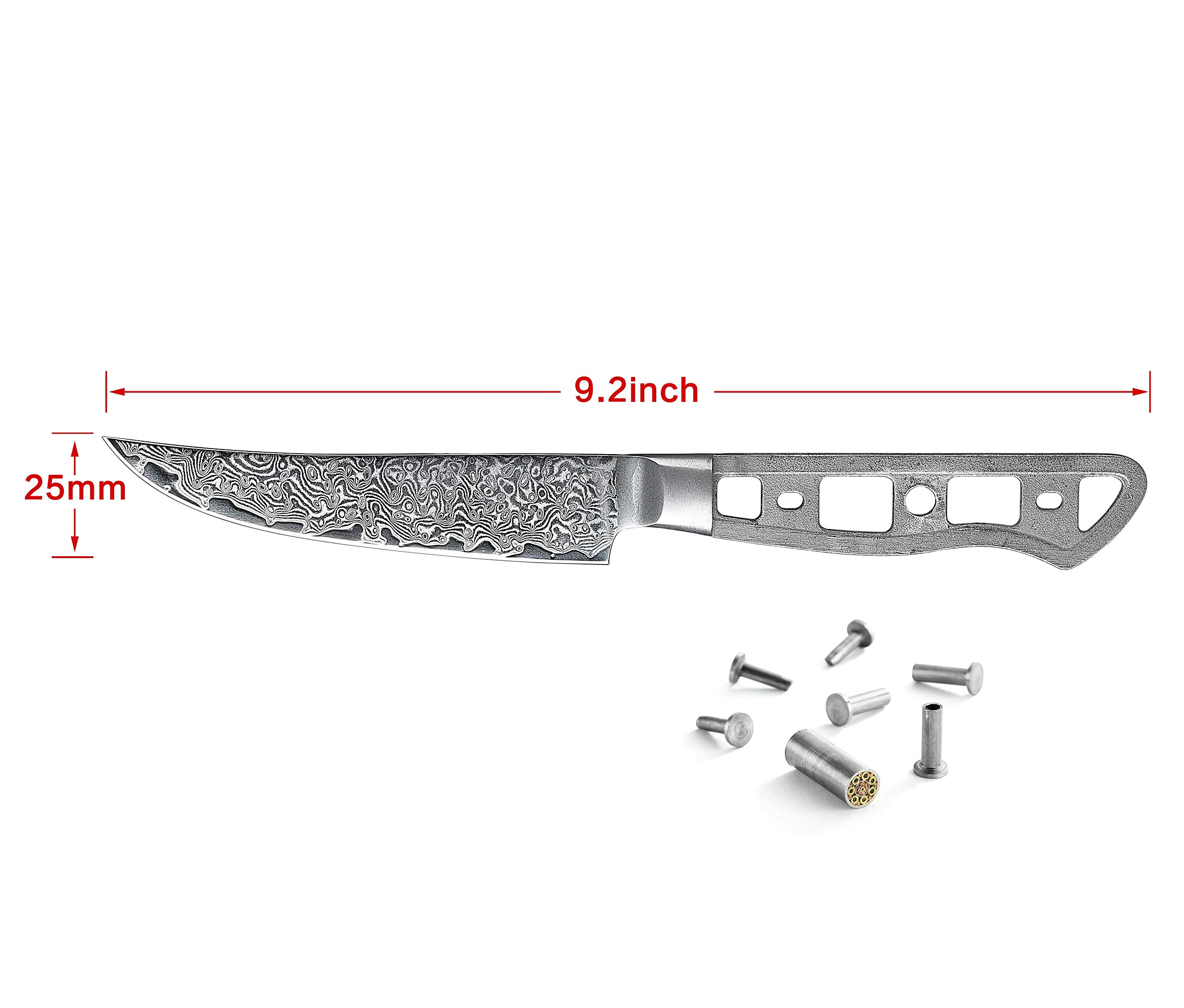 KATSURA Woodworking Project Kit – Steak Knife Blank – 4.5 Inch – Non-Serrated Blade – Japanese Premium AUS 10, 67 Layers Damascus Steel – NO LOGO