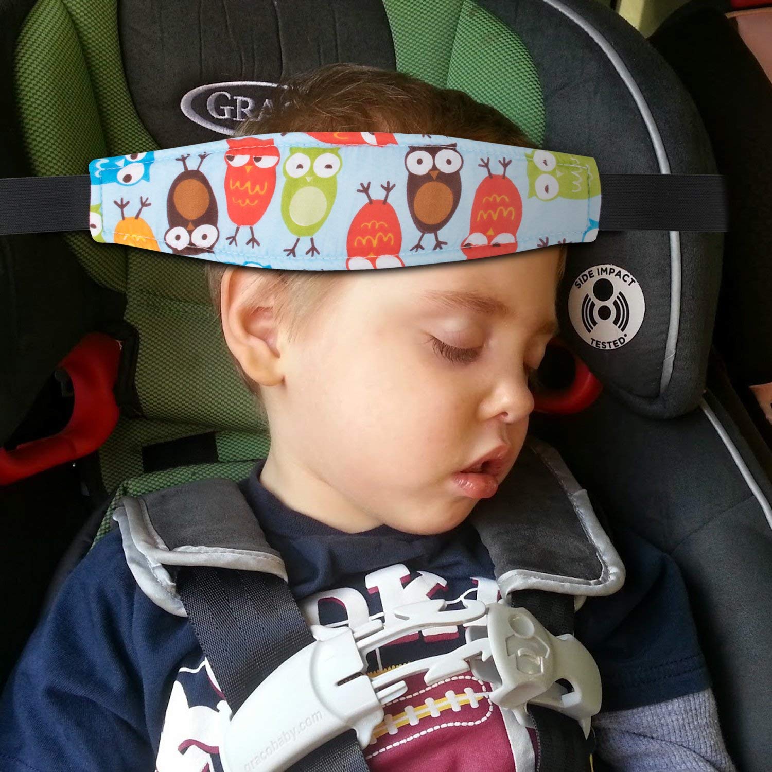 2 Packs Toddler Car Seat Neck Relief and Head Support, Pillow Support Head Band Easy Installation On Most Convertible Seats and Safety to Babies and Kids(Owls)