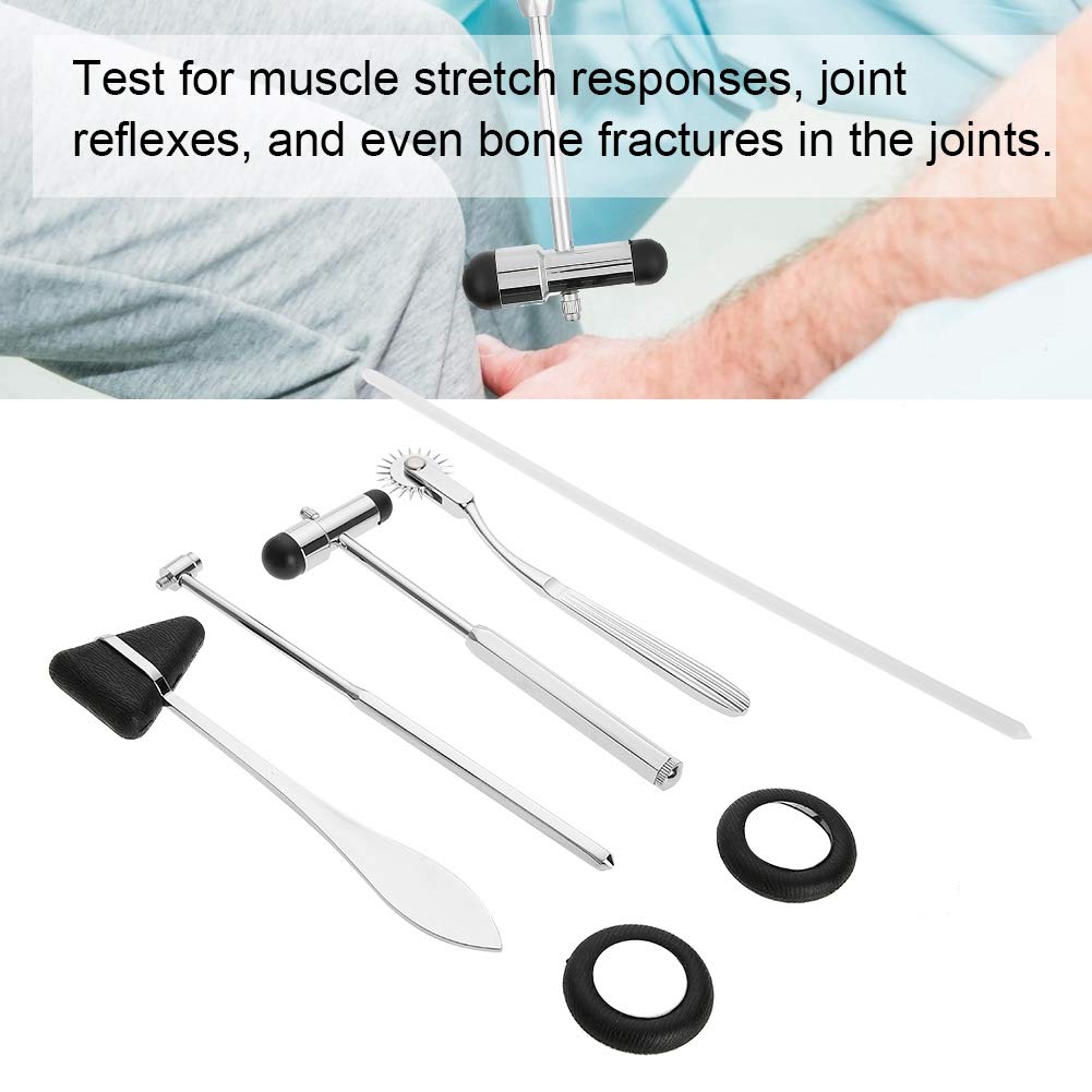 5 in 1 Neurological Hammer Muscle Reflex Diagnostic Hammer Health Care Kit, Triangle Hammer+Metal Hammer+ Plastic Rod Hammer+T-shaped Hammer+Gore Wheel
