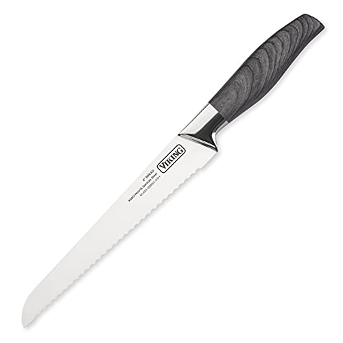 Viking Culinary German Steel Hollow Handle Cutlery Set, 6 Piece, Includes Protective Plastic Sleeve, All Essential Knife Types, Dishwasher Safe, Ash Wood Pattern Handles
