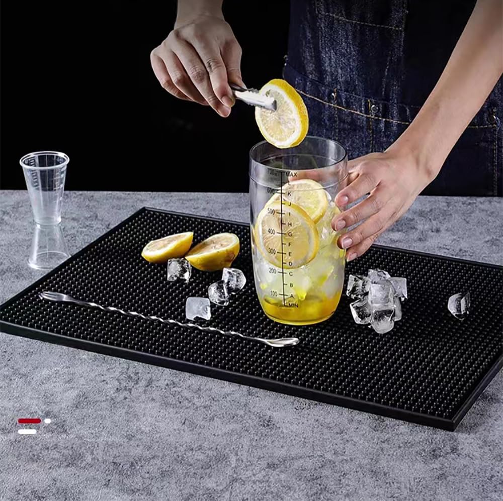 2 Pack Bar Service Mat, Black Salon Barber Work Station Mat, Anti-Slip Flexible Rubber Work Mat for Clippers, Professional Countertop Protection Mat for Bar Service, Sink Mat, Beauty Salon 12"x6"