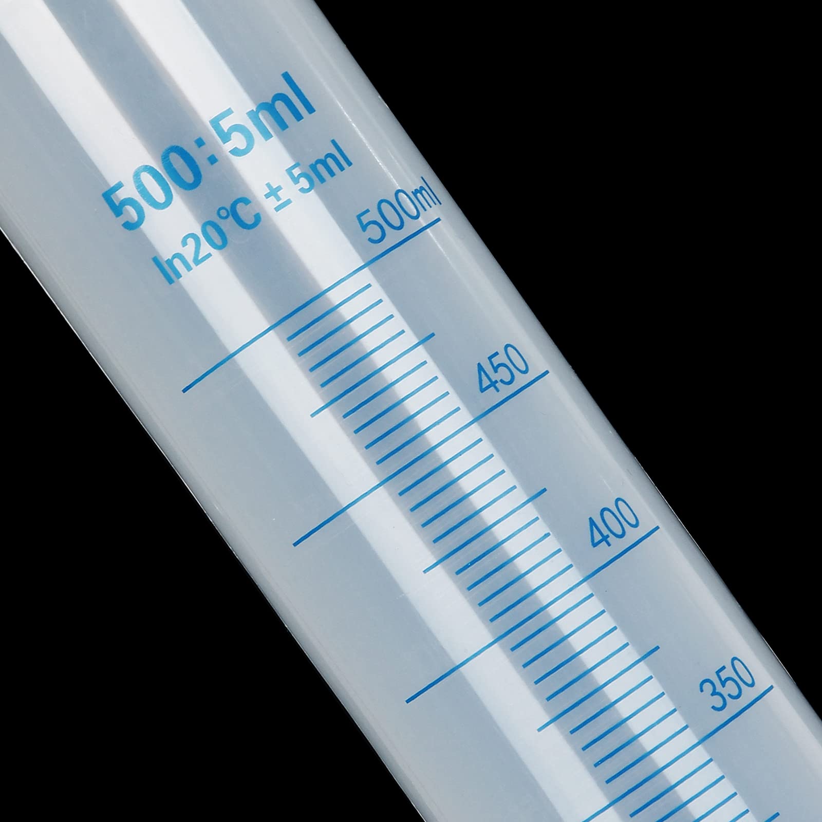 AKOLAFE 4 Pack 500ml Plastic Graduated Cylinder, Transparent Measuring Cylinder Set, Science Measuring Test Tube Flask with 2-Sided Marking & Pour Spout, for Science Projects, Laboratory Supplies