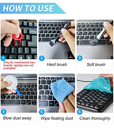Adhjito Cleaning Gels with 6 Cleaning Kit, Car Interior Cleaner Putty for Keyboard Cleaner, PC Tablet Laptop Keyboard, Car Vents, Printers, Calculator（4 Pack）